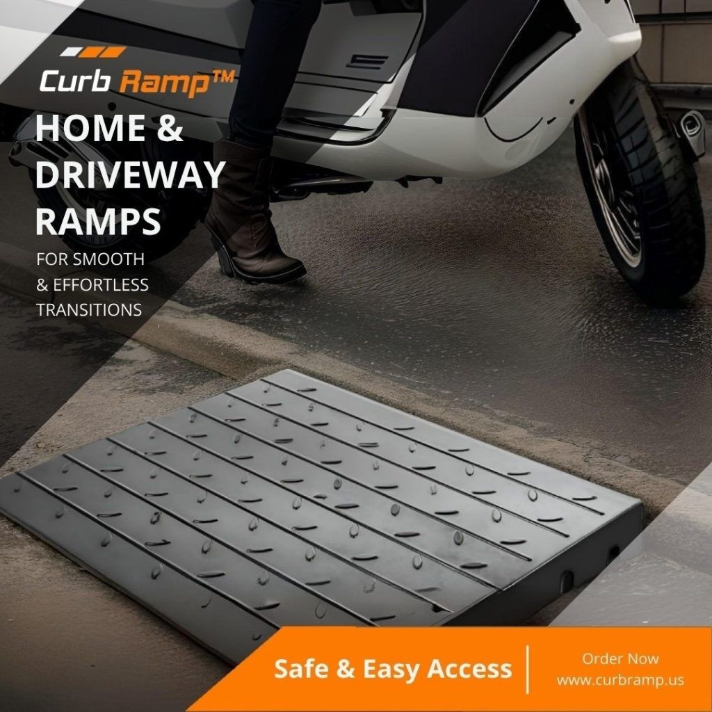 Rubber Curb Ramp - Heavy Duty Ramp For Sidewalk Curbs & Driveways