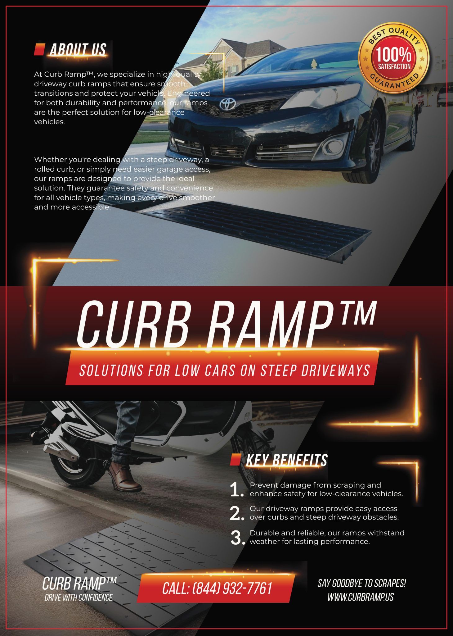 Rubber Curb Ramp - Heavy Duty Ramp For Sidewalk Curbs & Driveways
