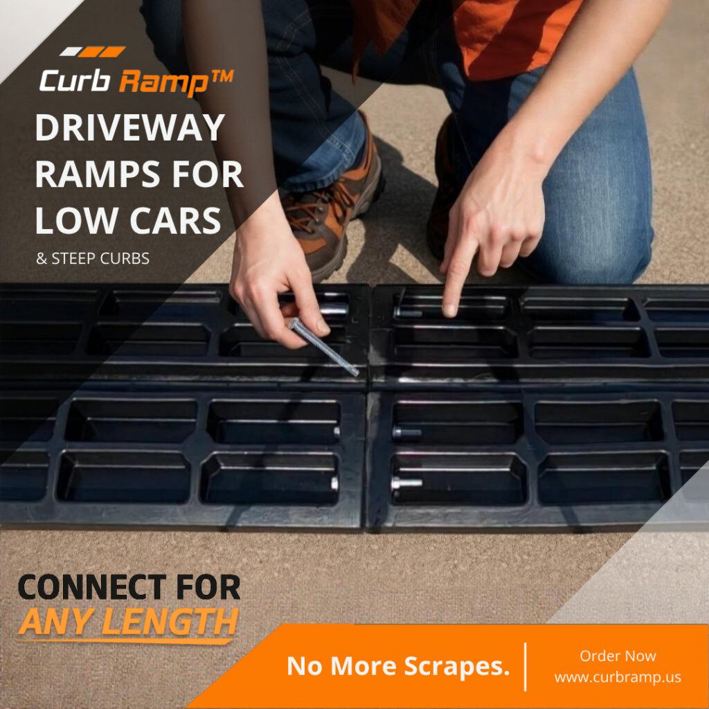 Driveway Curb Ramp – Heavy Duty Rubber Driveway Ramp to Prevent Scraping