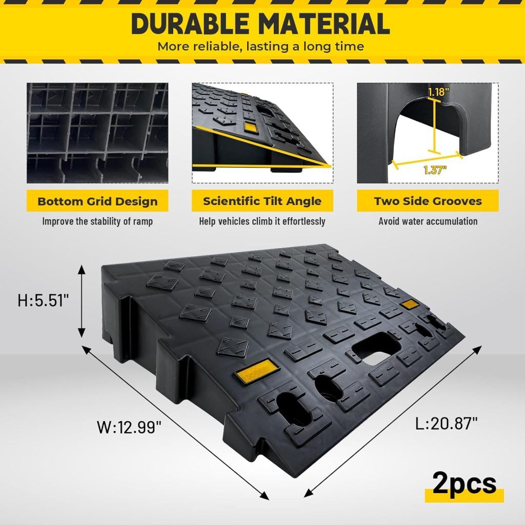 Heavy-Duty Rubber Curb Ramp Set - 4 & 5.5 Inch Rise Wedges for Driveway ...