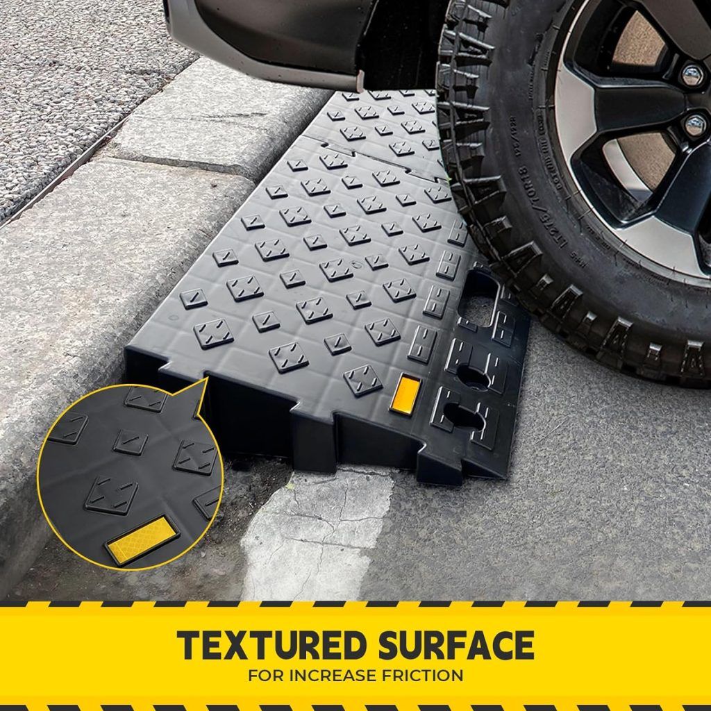Heavy-Duty Rubber Curb Ramp Set - 4 & 5.5 Inch Rise Wedges for Driveway ...